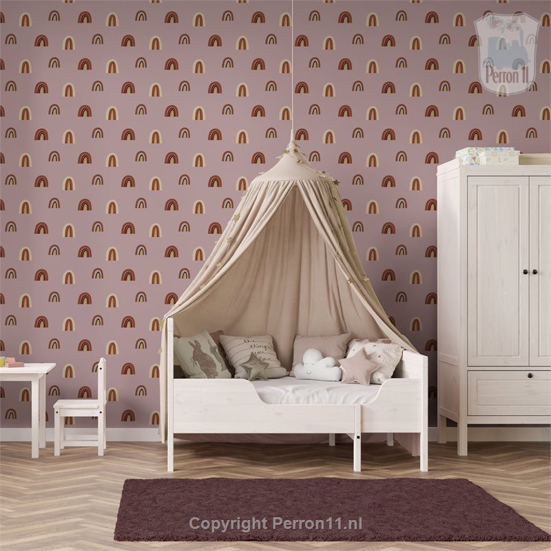 Left over 2 rollen regenboog behang oud roze voor de prijs van 1