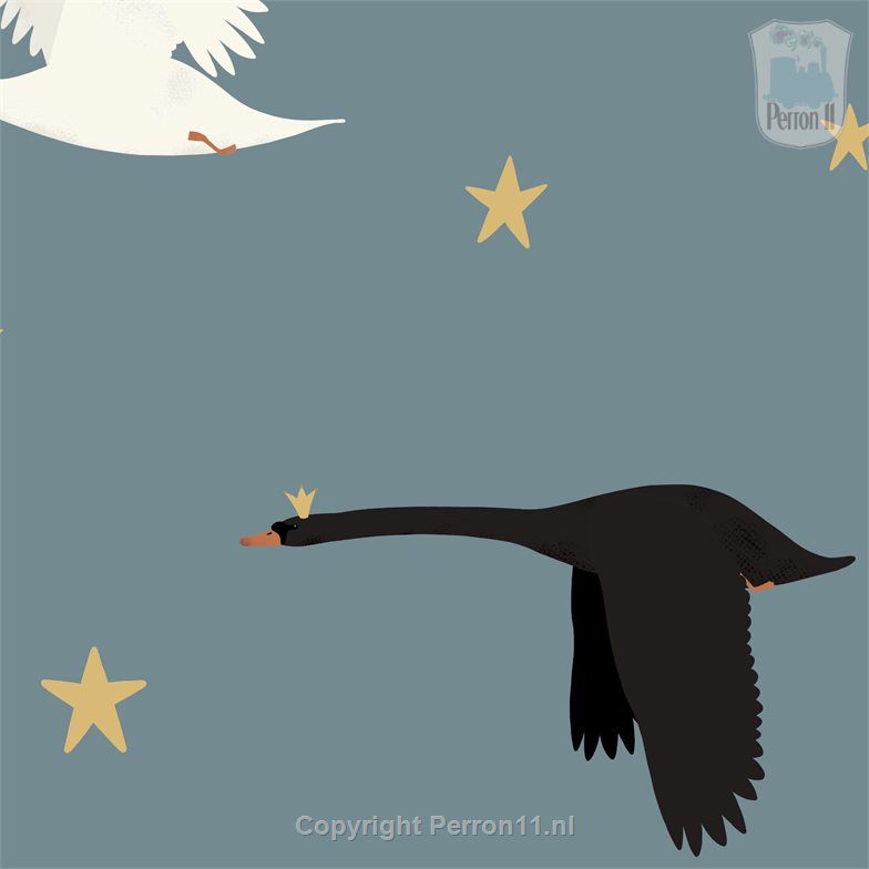 Behang kinderkamer vliegende zwanen