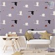 Behang kinderkamer vliegende zwanen